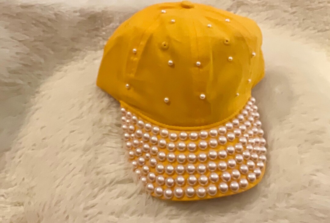 Yellow Pearl Baseball Cap, Beaded Hat - Etsy