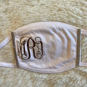 Monogram Face Mask, Rhinestone Monogram Face Mask, Women Face Mask - Etsy