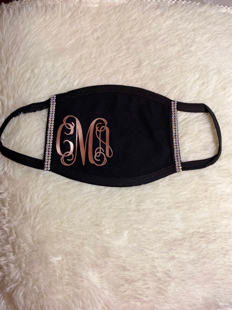 Monogram Face Mask Rhinestone Monogram Face Mask Women Face - Etsy