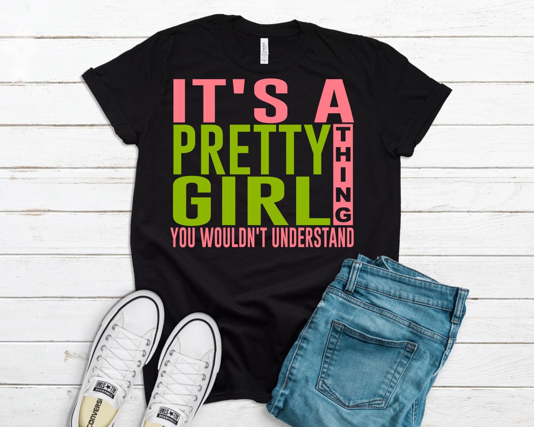 Pretty Girl Thing T-shirt: Pink and Green Graphic Tee - Etsy