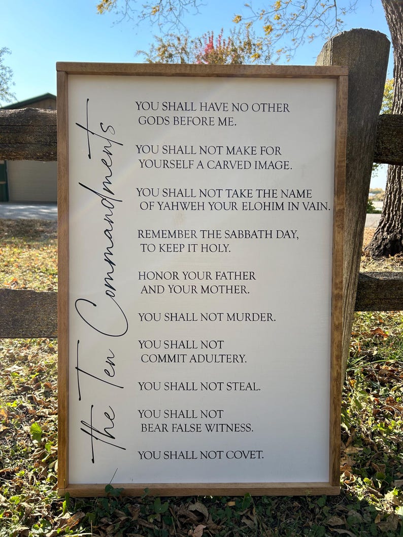 The Ten Commandments | Farmhouse Christian Sign | 24” X 36” | Wood ...