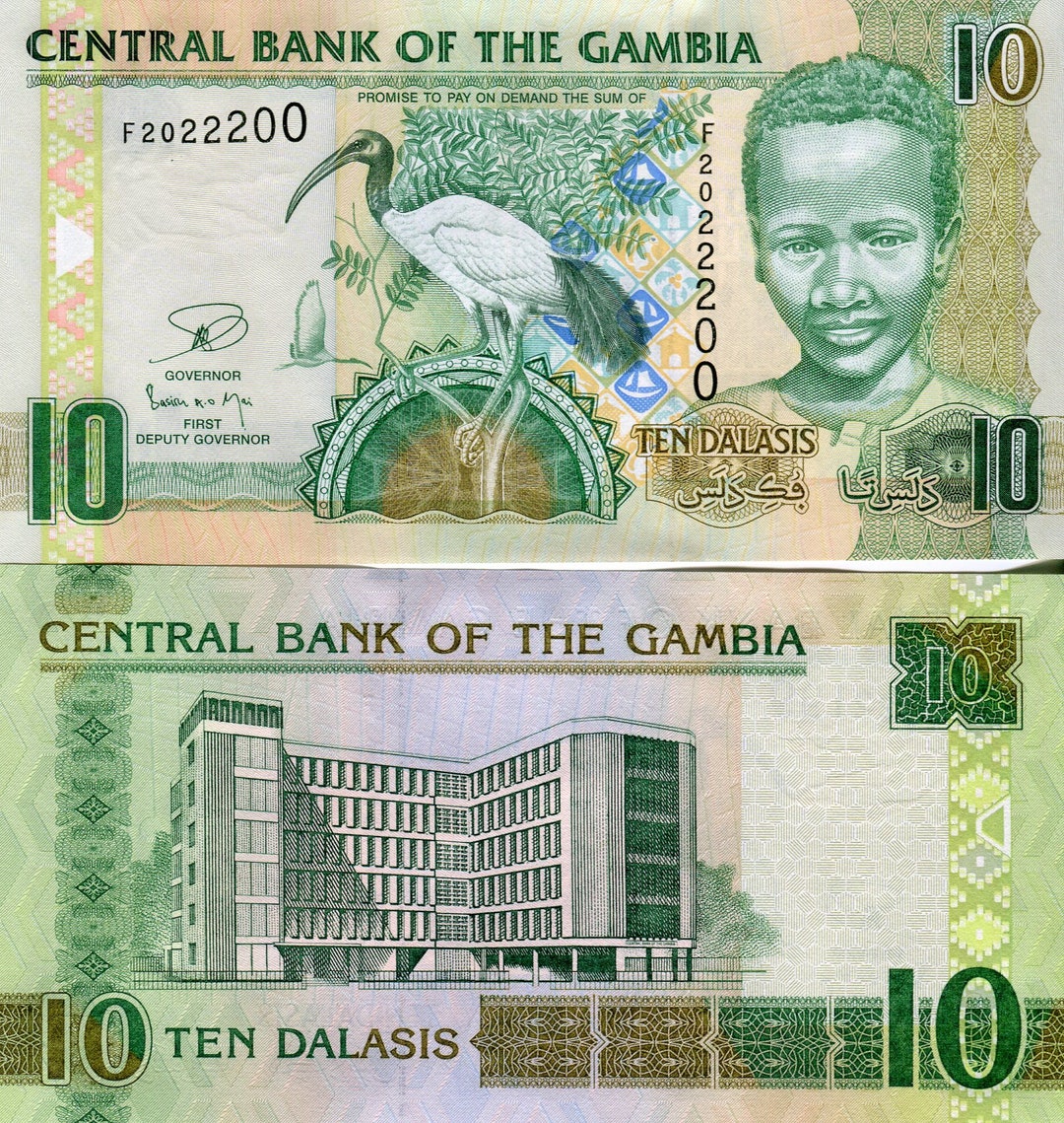 Gambia Banknote 10 Dalasis Banknote From Africa Collectible Bank Fresh ...