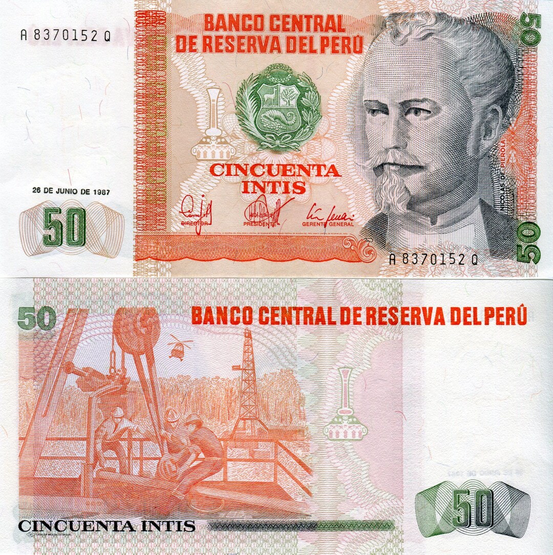 Peru Banknote 100 Intis 1987 P-133 Paper Money From South America UNC ...