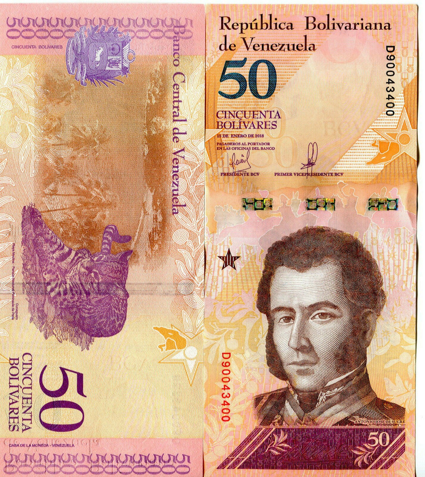 Venezuela Banconota 50 Bolivares Sobreranos Banconota da Venezuela ...