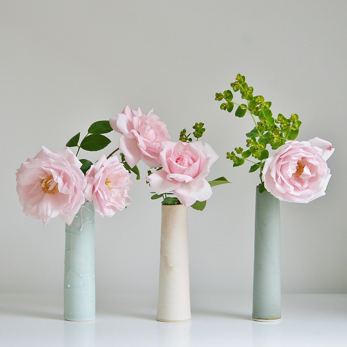 Handmade Porcelain Bud Vase: Blue-grey Contemporary Ceramics - Etsy