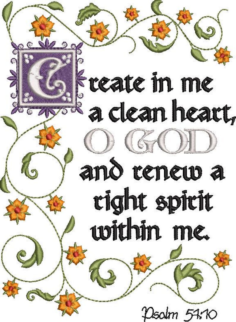 Psalm 51:10 Bible Verse Machine Embroidery **DIGITAL DOWNLOAD** - Etsy