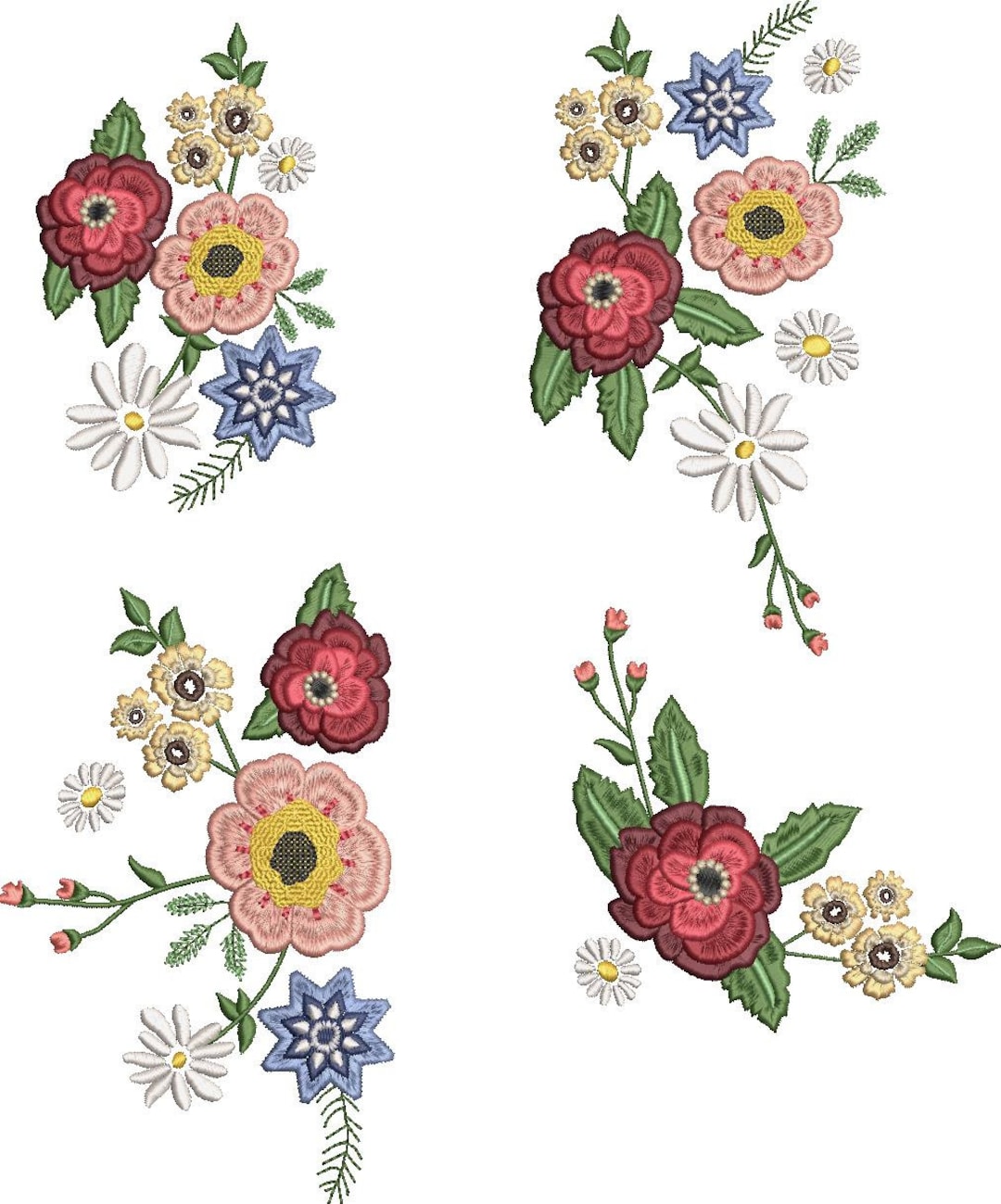 Spring Bouquet Machine Embroidery ALL the Files (4 Versions) *DIGITAL ...