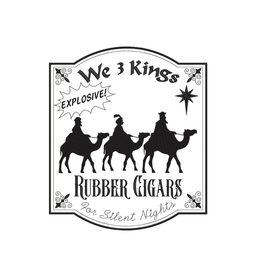 3 Kings Christmas Label Humor Machine Embroidery File - 3 Sizes ...