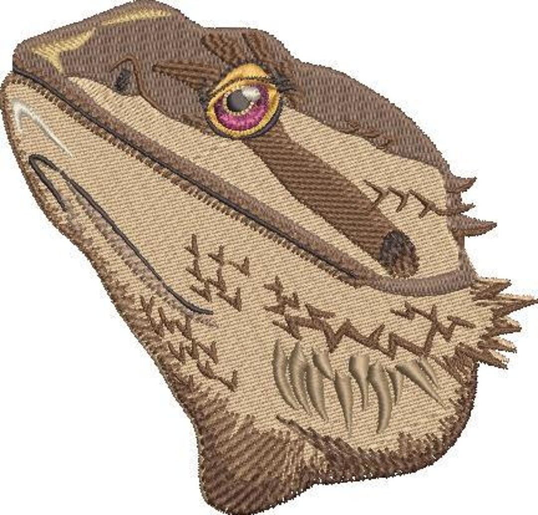 Bearded Dragon Head Embroidery Machine *DIGITAL FILE* 2 Sizes Included ...