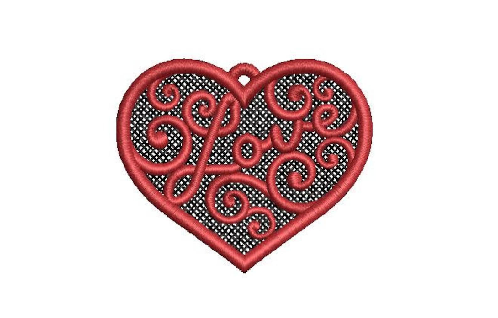 Embroidery Machine File Heart Love Lace Pendant With BONUS! *DIGITAL ...