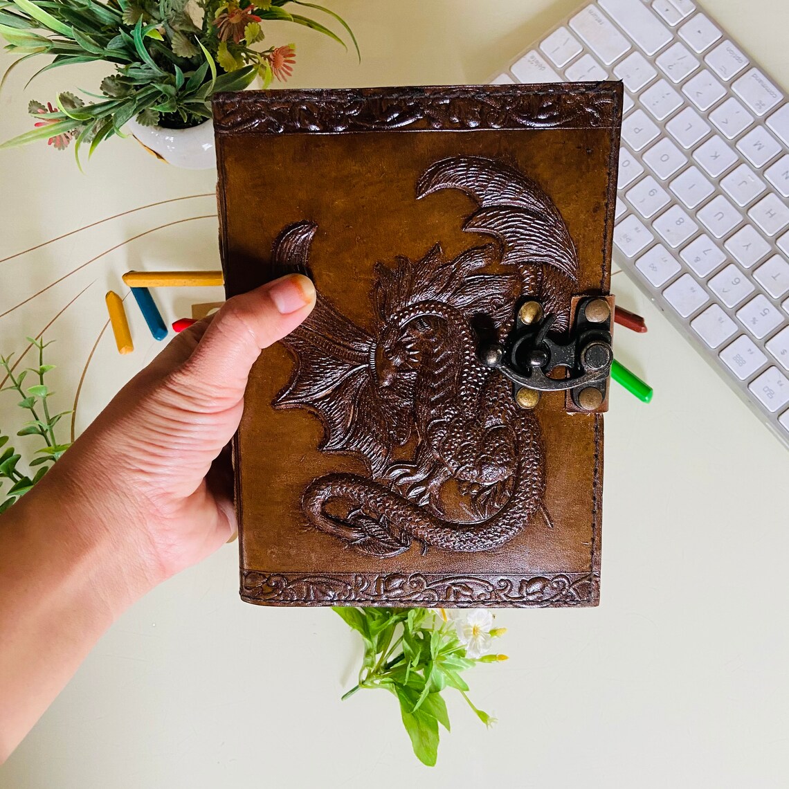 Dragon Leather Journal With Antique Handmade Embossed Leather - Etsy