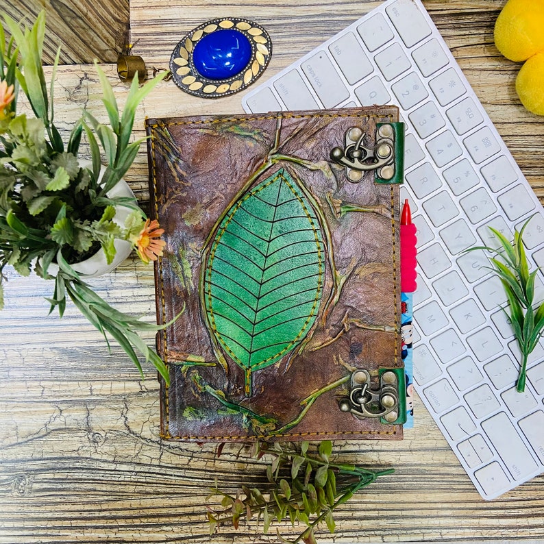 Hibiscus Leaf Leather Spell Book Journal Eco Friendly Handmade | Etsy