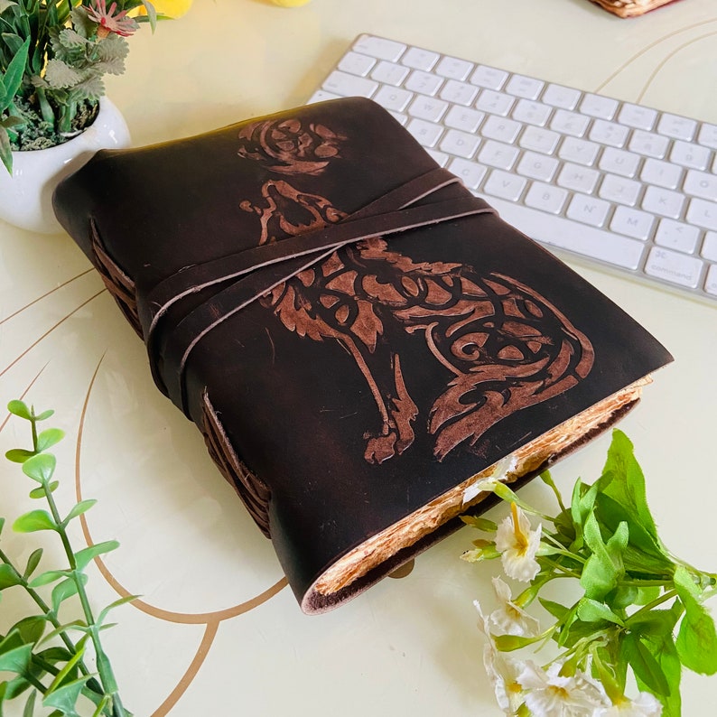 Howling Wolf Blank Witches Spell Book of Shadows Grimoire | Etsy