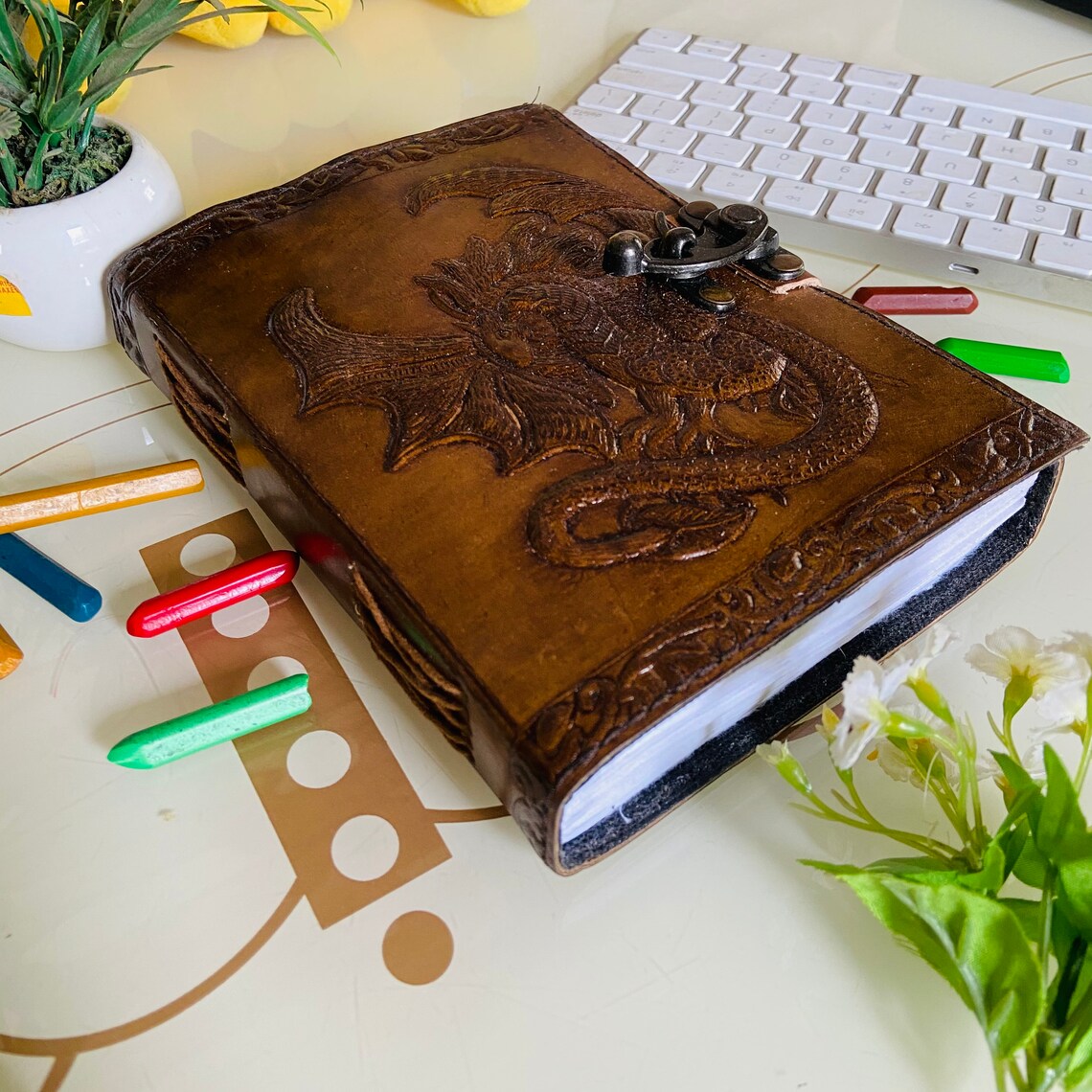 Dragon Leather Journal With Antique Handmade Embossed Leather - Etsy