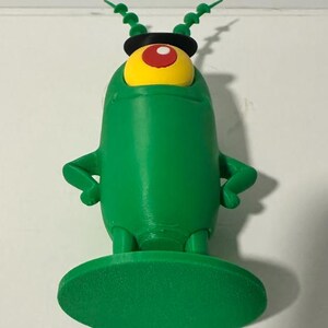 Plankton Inspired Figurine | One-eyed Cartoon Villain Decor | Green ...