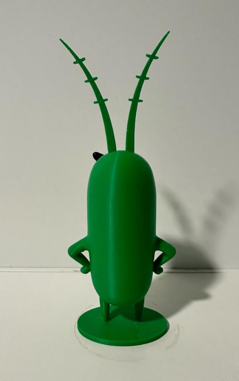 Plankton Inspired Figurine | One-eyed Cartoon Villain Decor | Green ...