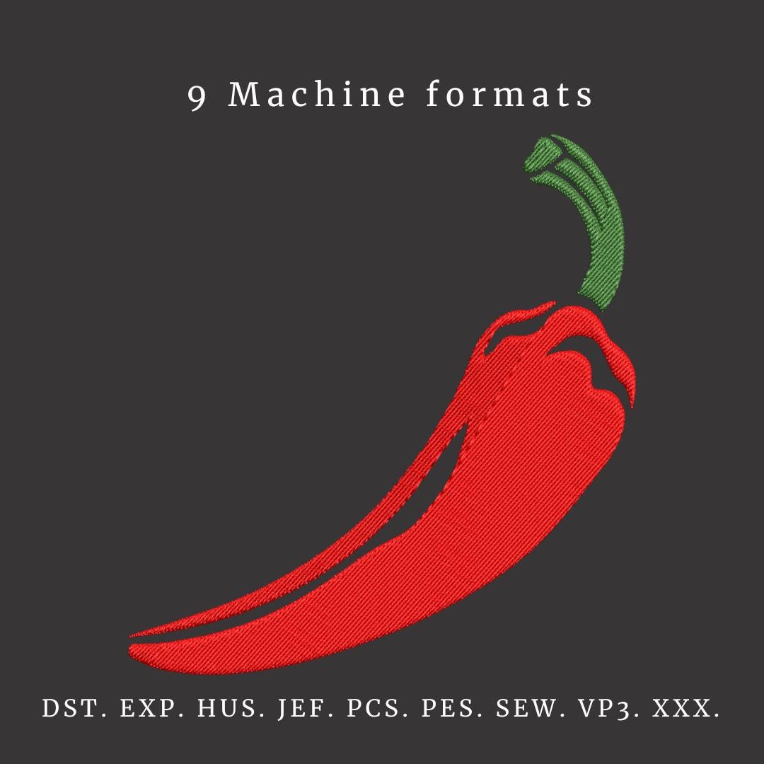 Red Chili Pepper Embroidery Design – Easy Stitch Machine File (9 ...