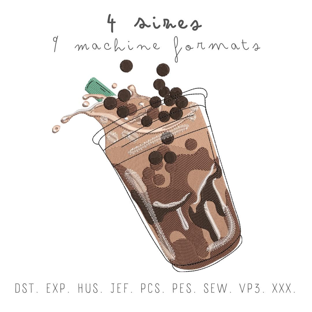 Brown Sugar Bubble Tea Embroidery Design: Boba Tea File (4 Sizes) - Etsy