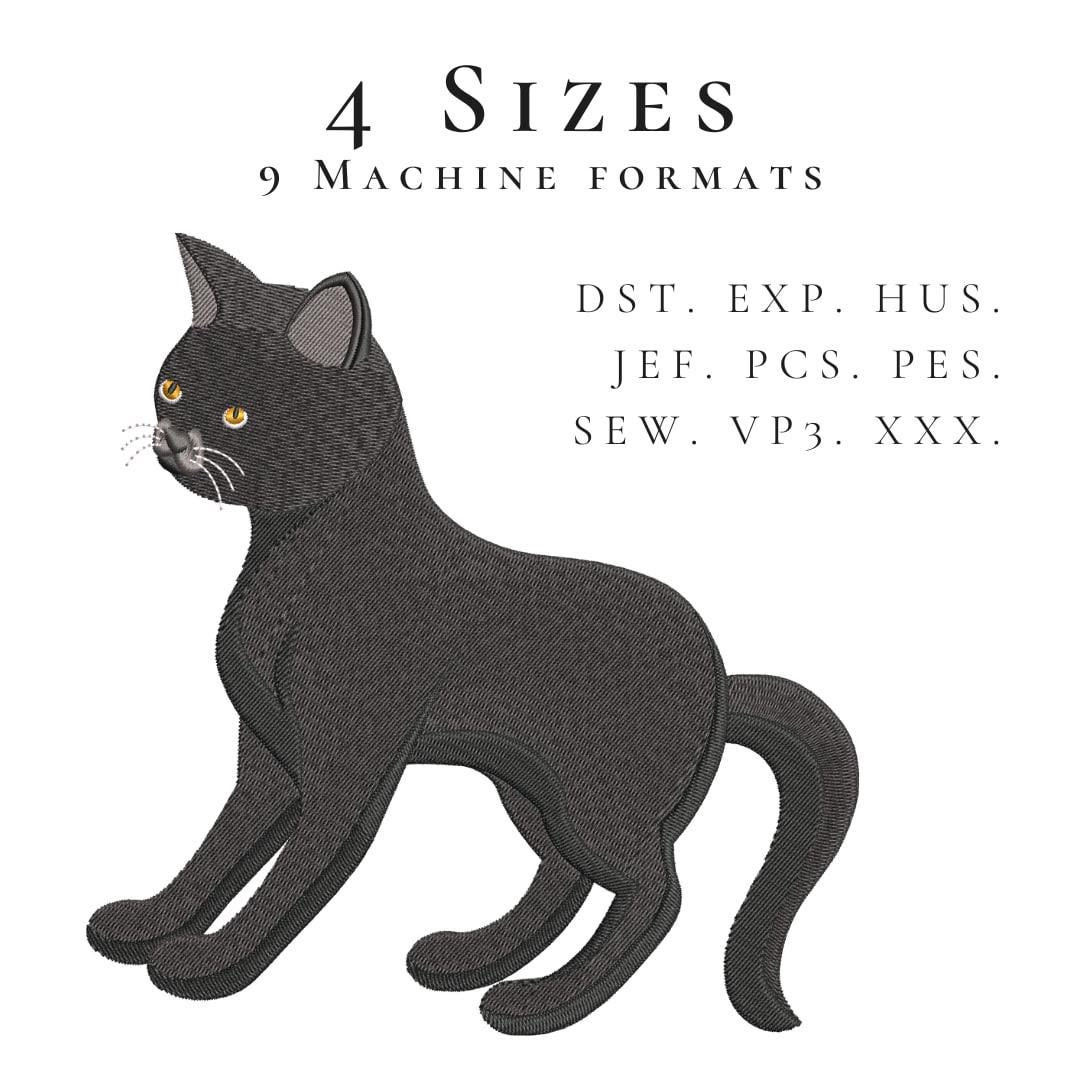 Halloween Black Cat Machine Embroidery Design (instant Download) - Etsy