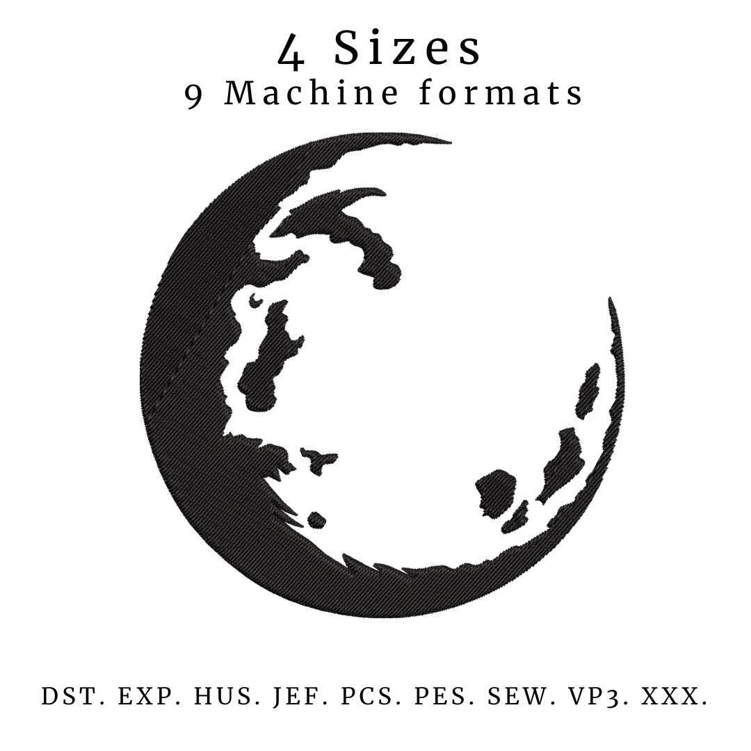 Crescent Moon Embroidery Design: 4 Sizes, 9 Formats (instant Download ...