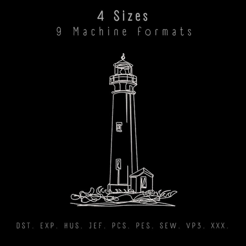 Nautical Lighthouse Machine Embroidery Design - Summer Beach Sketch ...