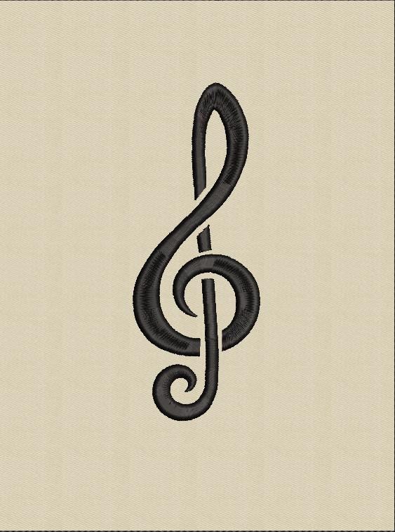 Treble Clef Machine Embroidery Design, Treble Clef Silhouette, Mini to ...