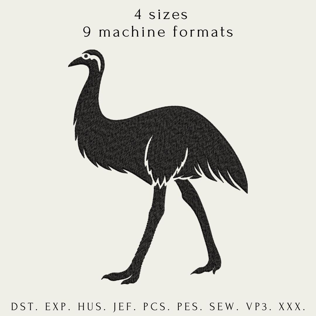 Ostrich Embroidery Design Silhouette - 4 Sizes & 9 Formats - Etsy