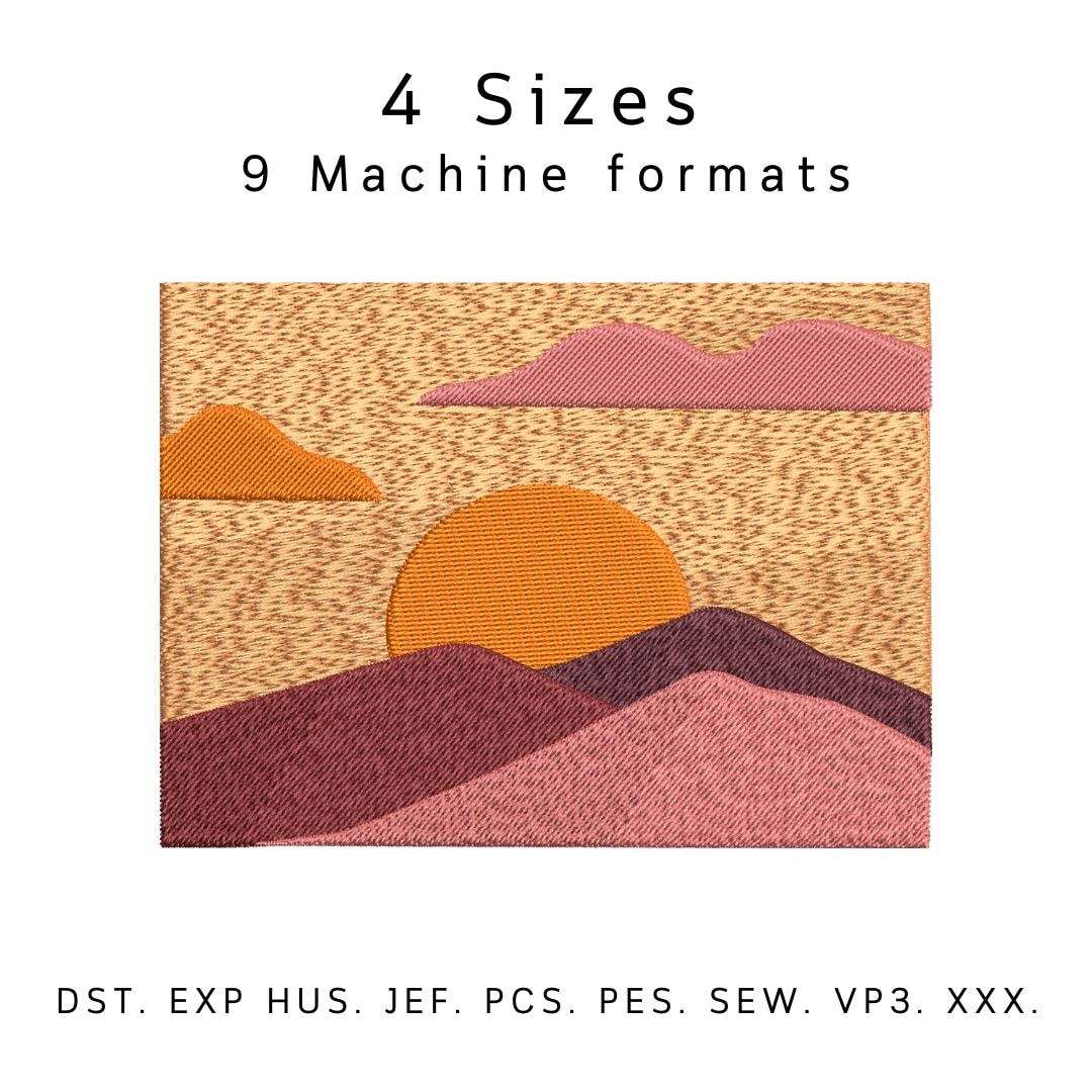 Sunset Mountain Machine Embroidery Design File 4 Sizes. Nature Machine ...