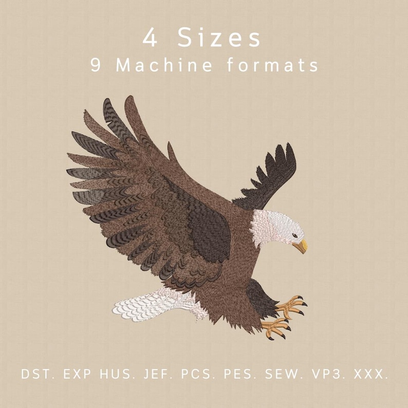 Flying Eagle Embroidery Design: American Bird, Multi-format (digital ...