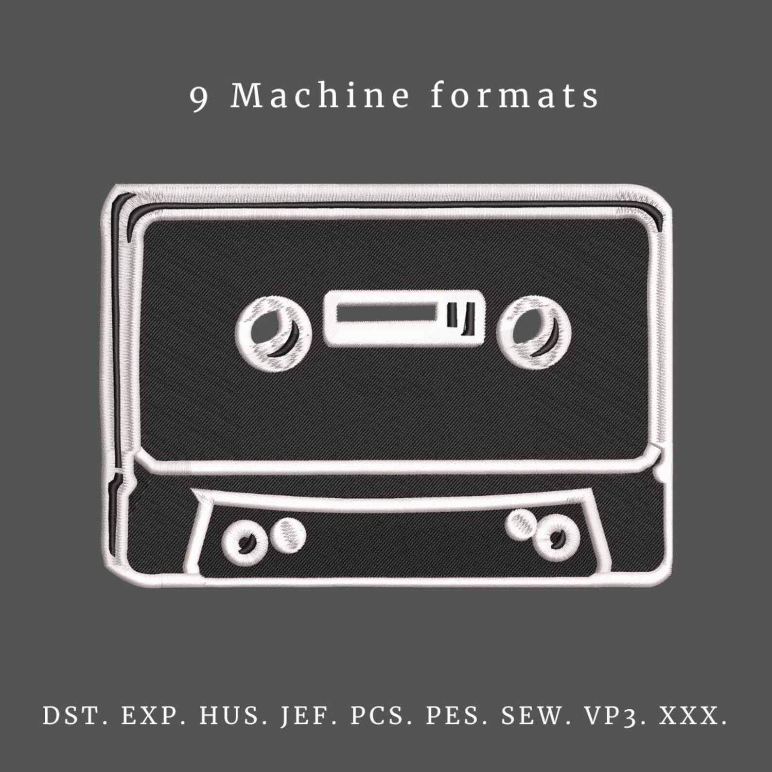 Retro Cassette Tape Machine Embroidery Design: 4 Sizes (digital ...