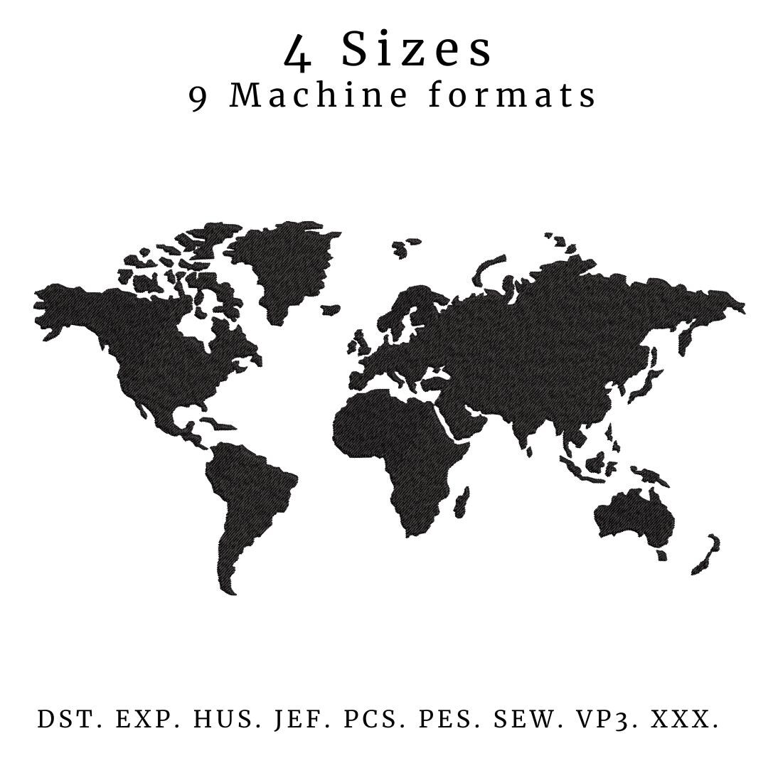 World Map Embroidery Design: Detailed Travel Map (digital Download) - Etsy