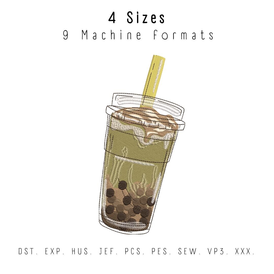 Bubble Milk Tea Embroidery Design: Brown Sugar Boba (instant Download ...