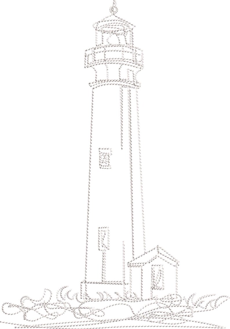 Nautical Lighthouse Machine Embroidery Design - Summer Beach Sketch ...