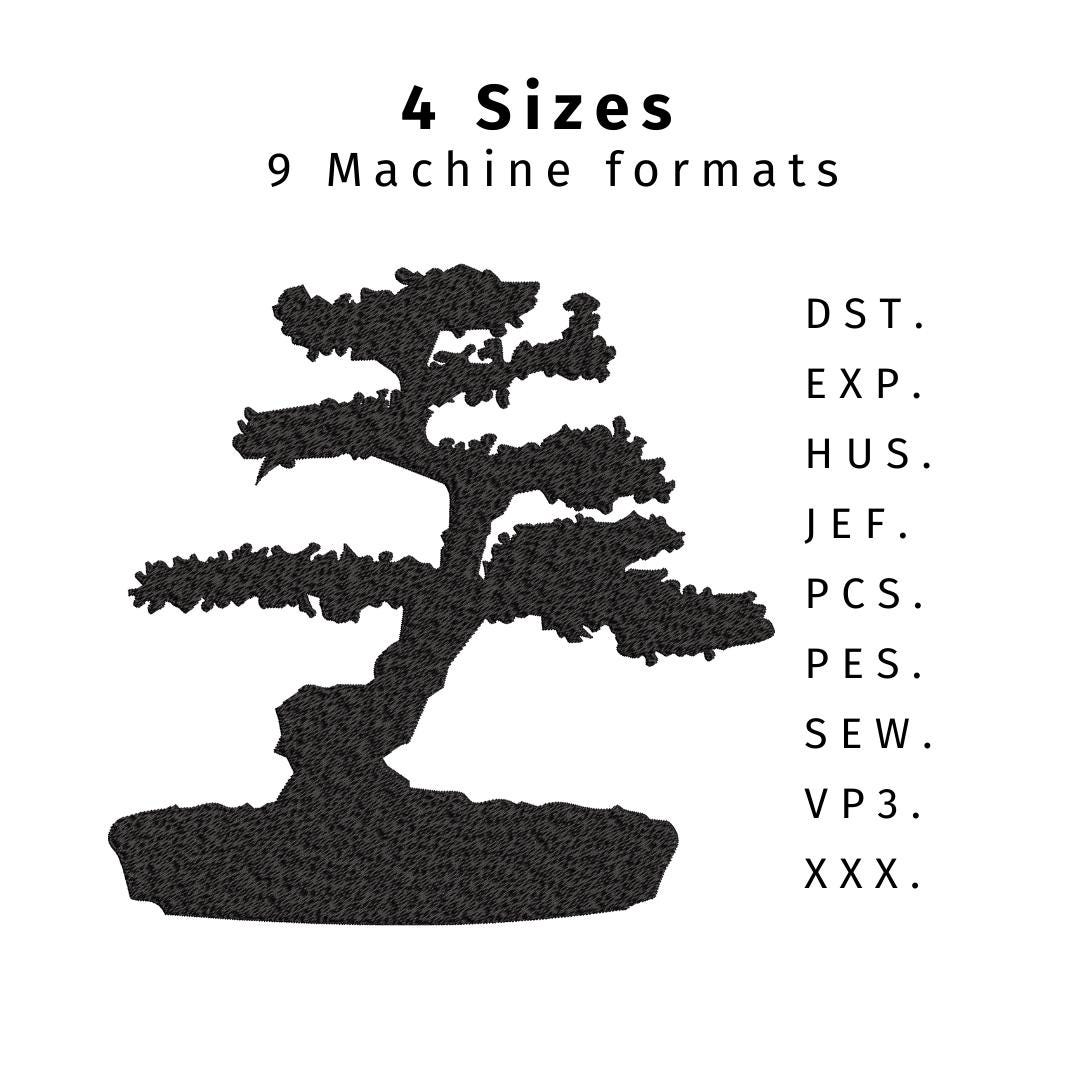 Bonsai Tree Embroidery Design. Bonsai Tree Silhouette Embroidery ...