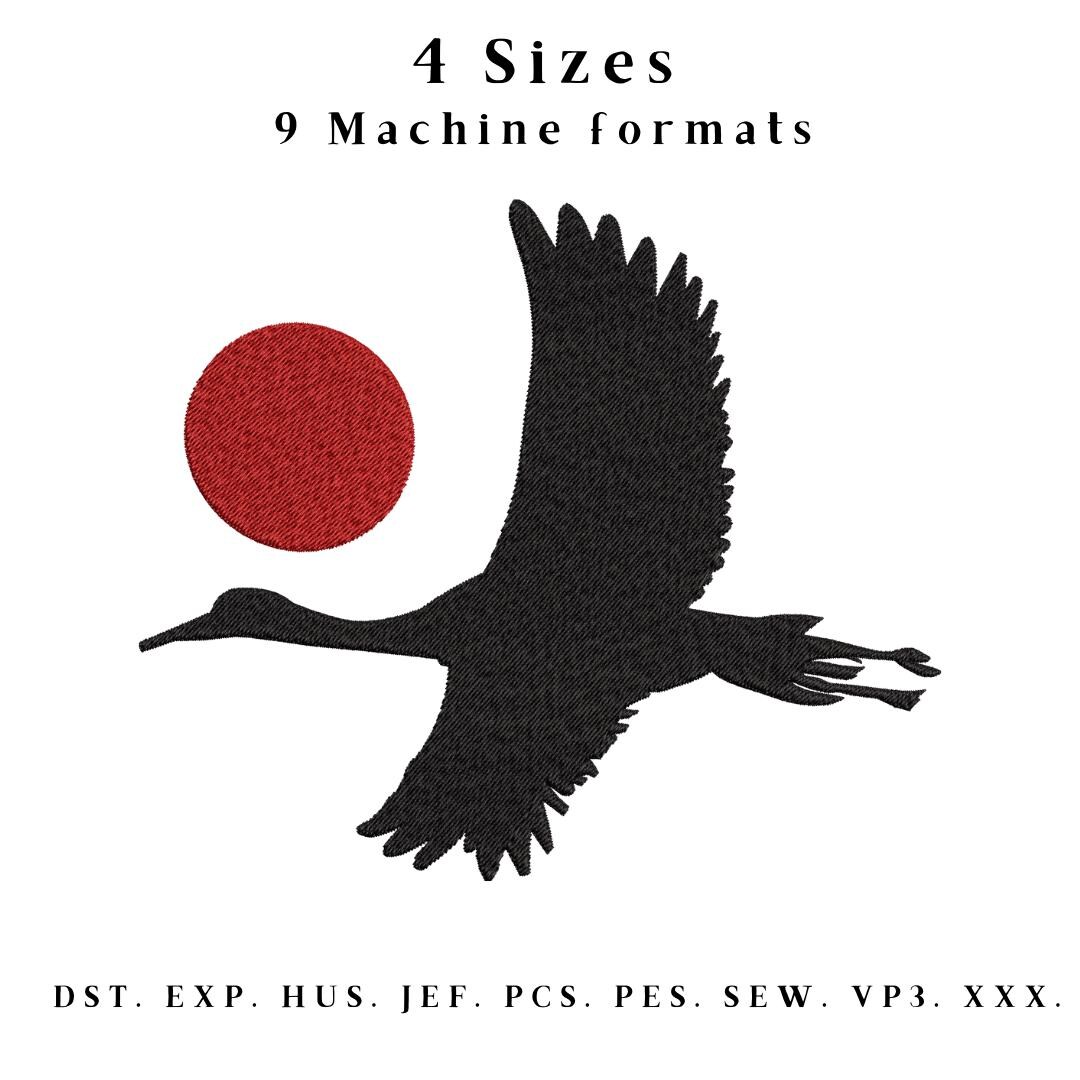 Flying Crane Embroidery Design: Sunset Birds, 4 Sizes (digital File) - Etsy