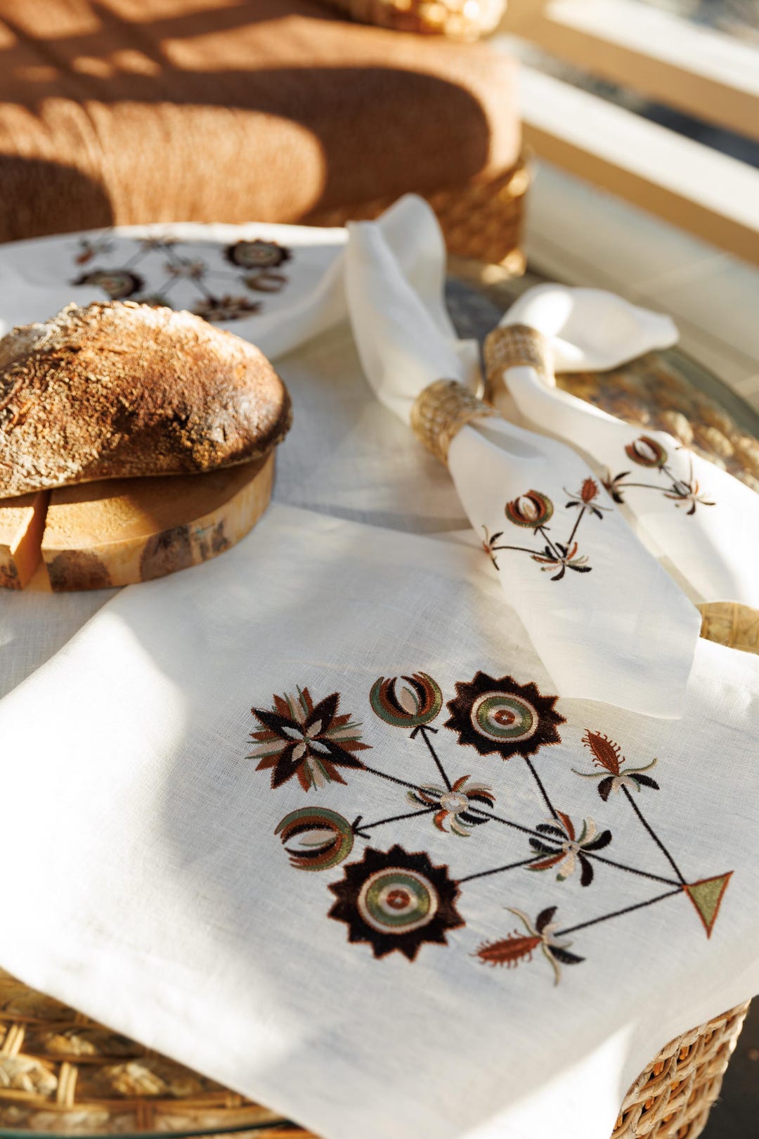 Embroidered Linen Table Runner & Napkins – Ukrainian Ornament - Etsy
