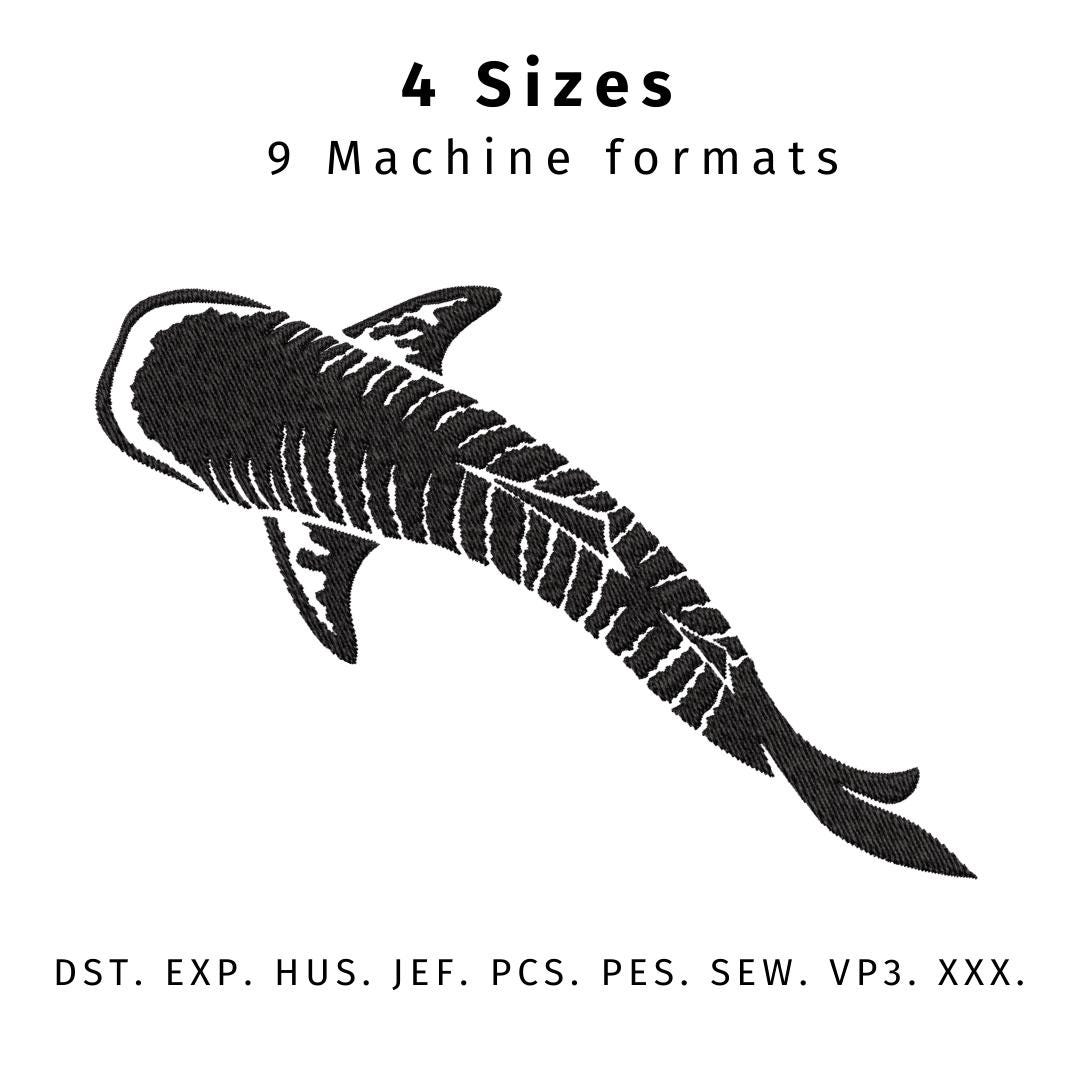 Whale Shark Embroidery Design: Marine Silhouette Pattern (4 Sizes) - Etsy