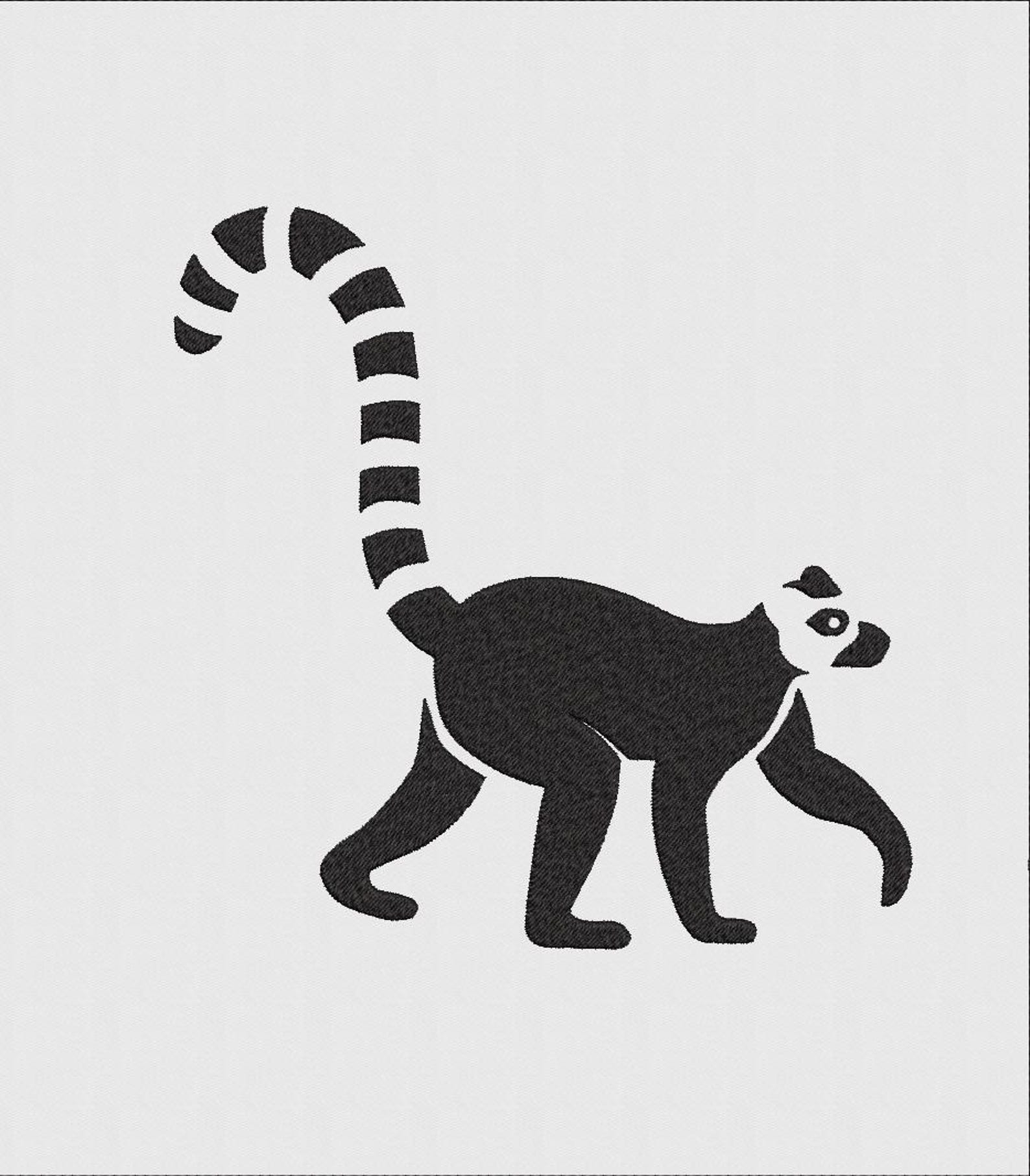 Lemur Silhouette Embroidery Design – Exotic Jungle Animal Machine ...