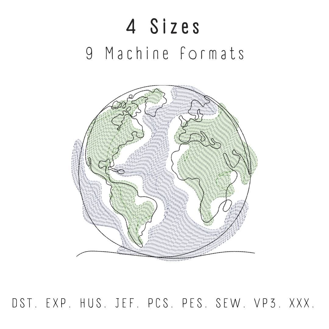 Planet Earth Embroidery Design, Earth Machine Embroidery Pattern ...