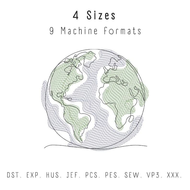 Planet Earth Embroidery Design, Earth Machine Embroidery Pattern ...