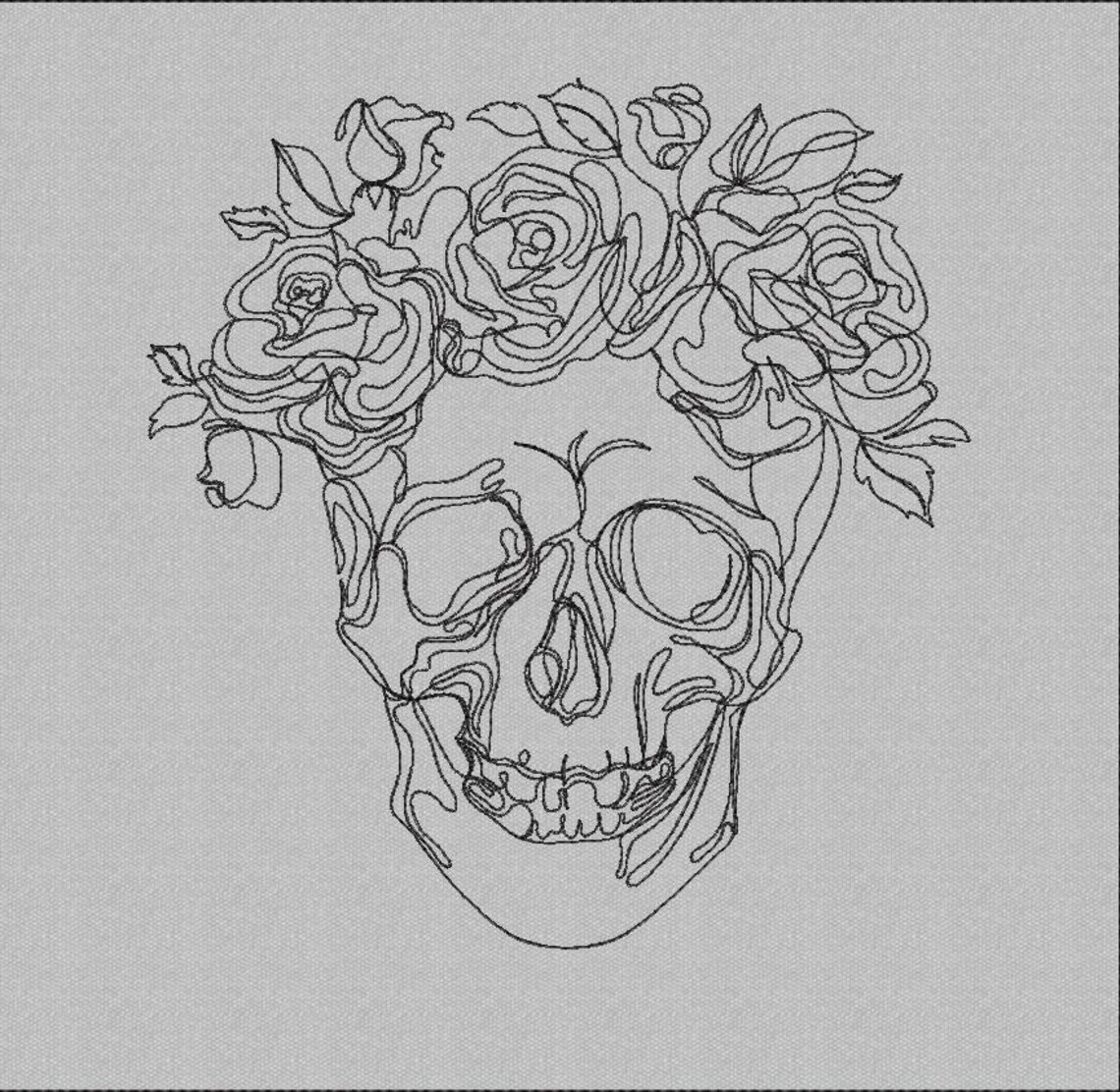 Floral Skull Embroidery Design - Instant Download - 4 Sizes Available ...