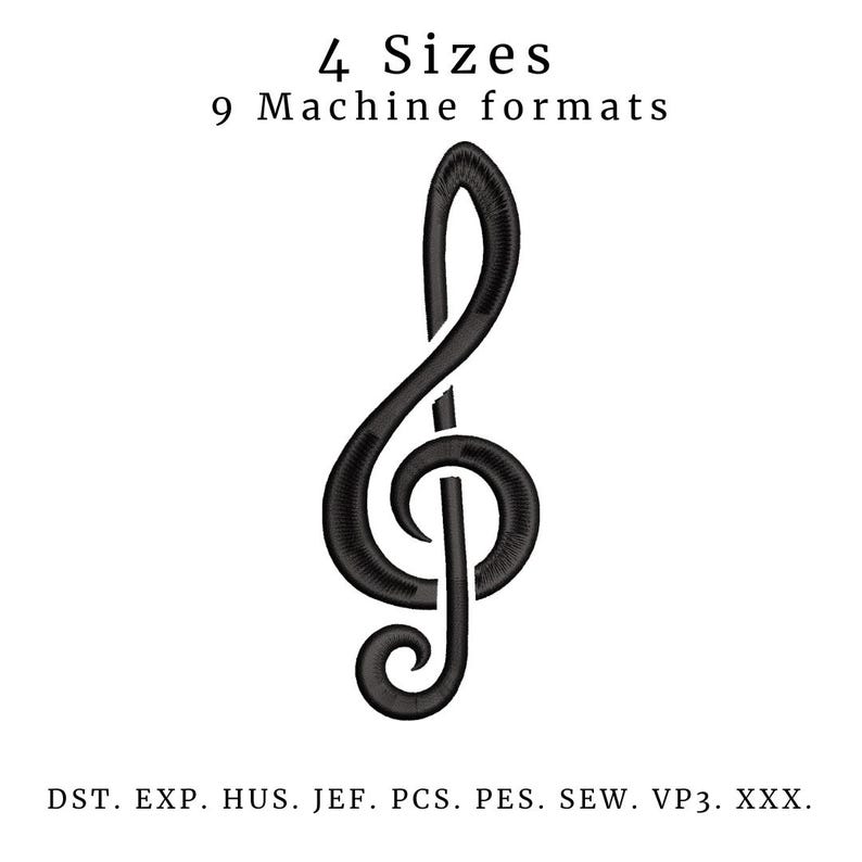 Treble Clef Machine Embroidery Design, Treble Clef Silhouette, Mini to ...