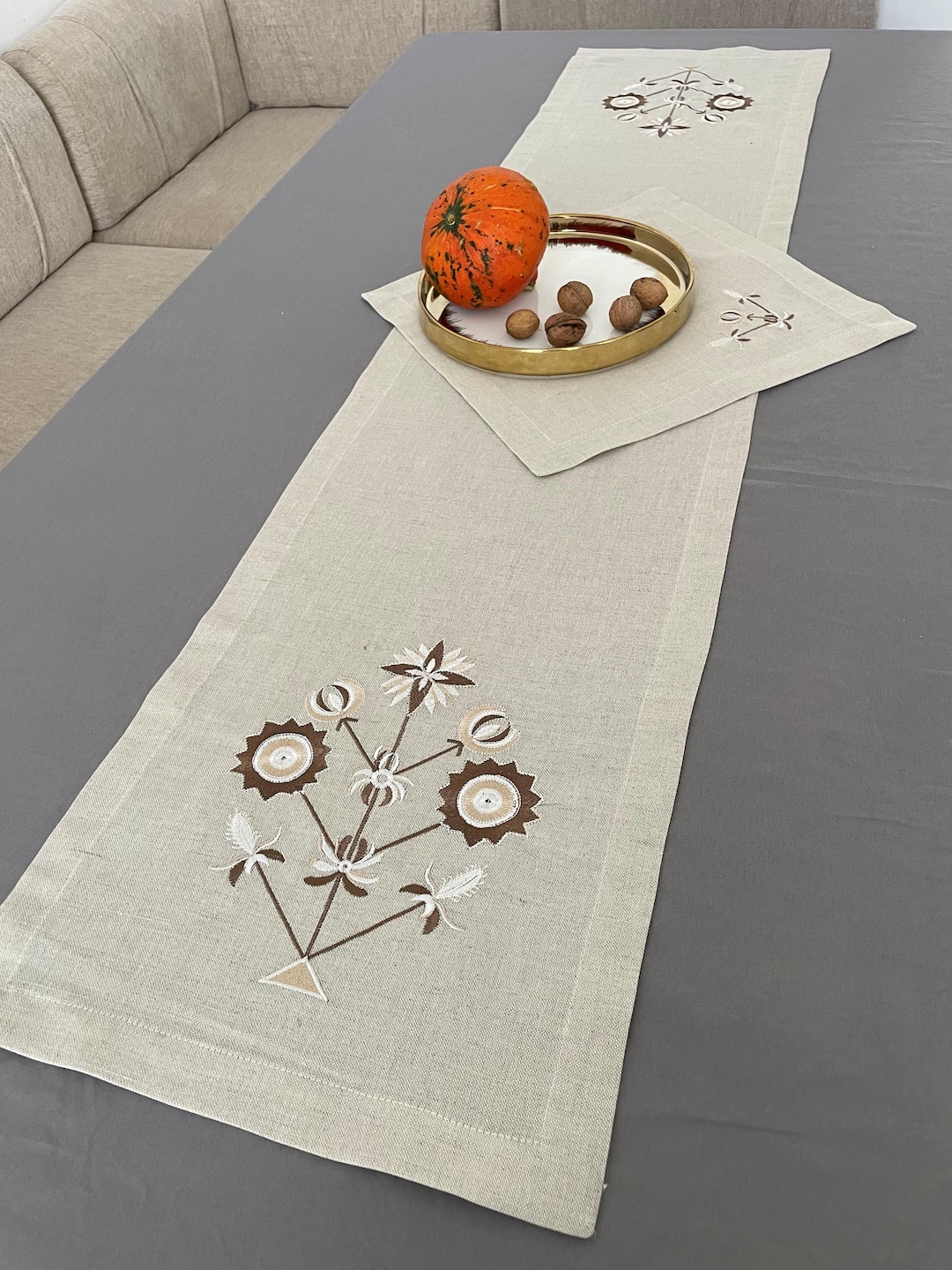 Ukrainian Embroidered Table Runner – Floral Linen Table Decor, Rustic ...