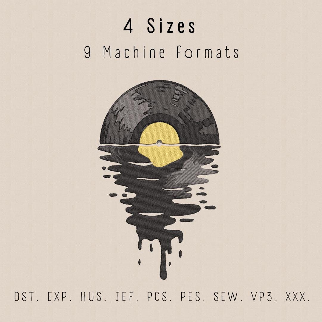 Vinyl Record Machine Embroidery Design - 4 Sizes - INSTANT DOWNLOAD - Etsy