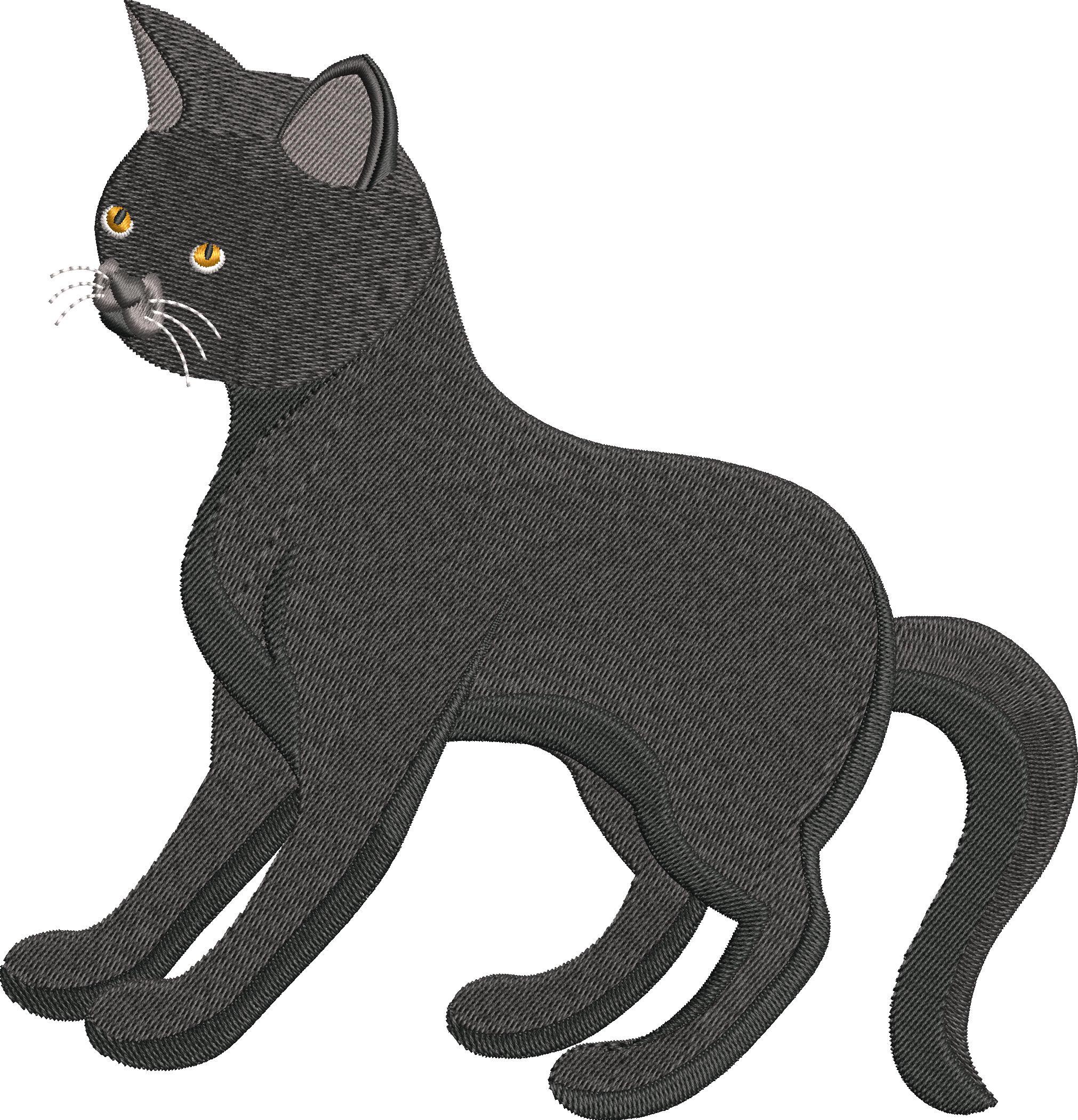 Black Cat Embroidery Designs: Realistic Kitten Machine Embroidery ...