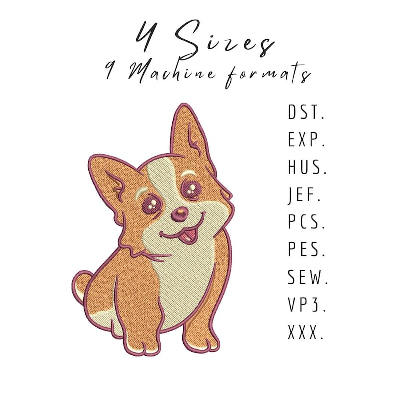 Corgi Dog Machine Embroidery Designs, Pet Embroidery, Embroidery Files ...