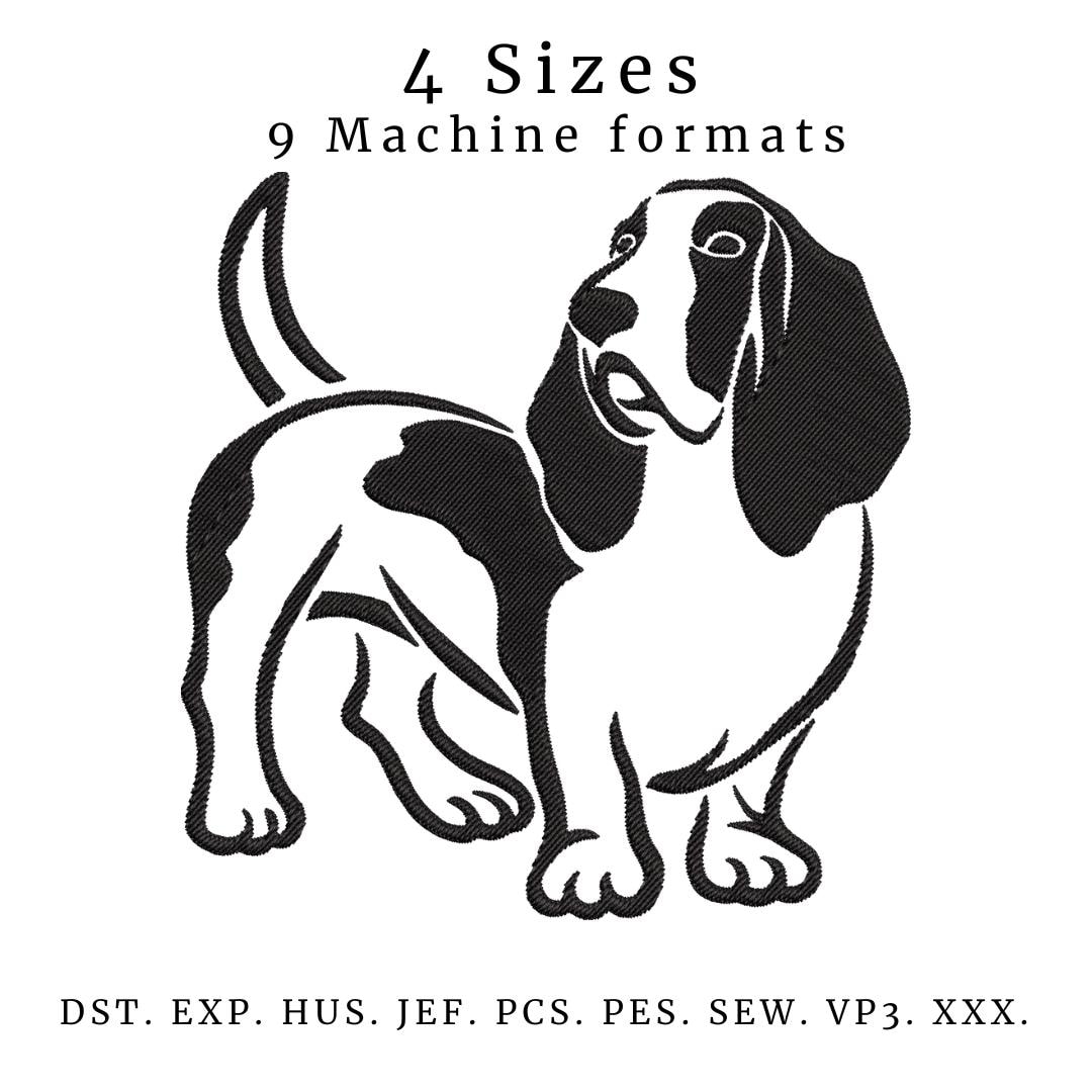 Bassett Hound Embroidery Design – Dog Machine Embroidery File, Digital ...