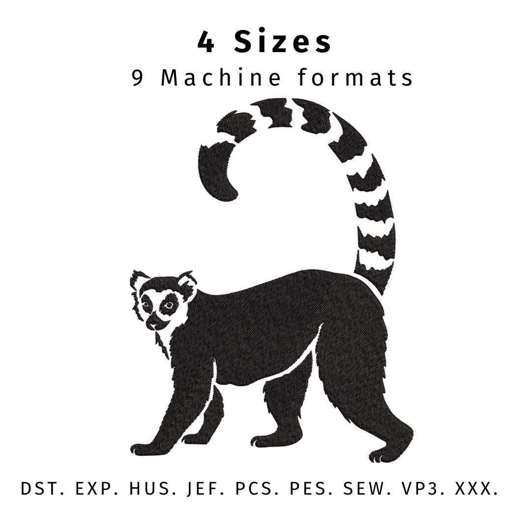 Lemurs Silhouette Machine Embroidery Design, Exotic Madagascar Wildlife ...