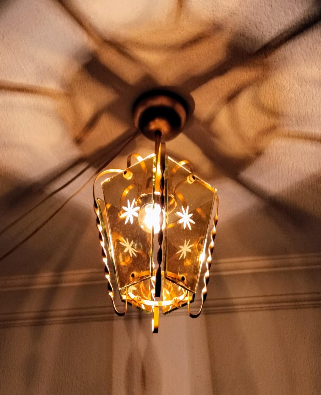 Art Deco Retro 80s Single Ceiling Pendant Light Vintage Milk Glass ...