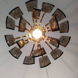 Vintage Art Deco Retro 80s Ceiling Hall Light Glass Crystal Chandelier ...
